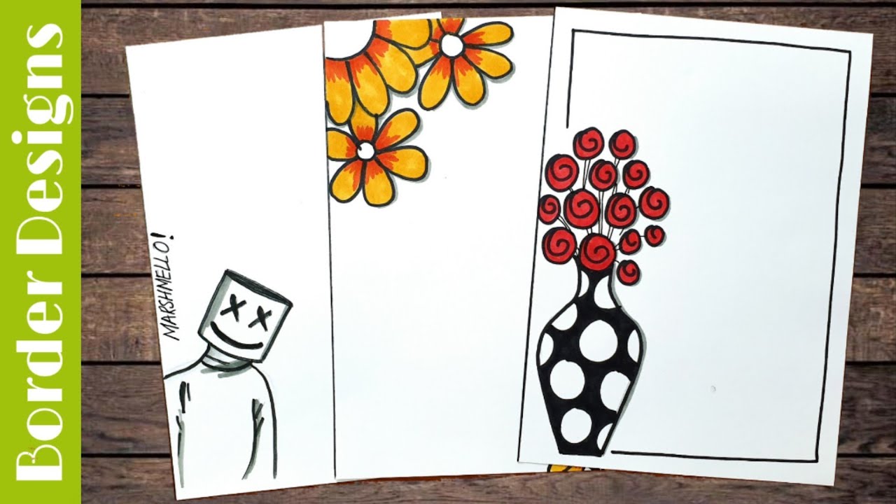 Border Design on Paper | Front Page Design for Project | Easy Border ...