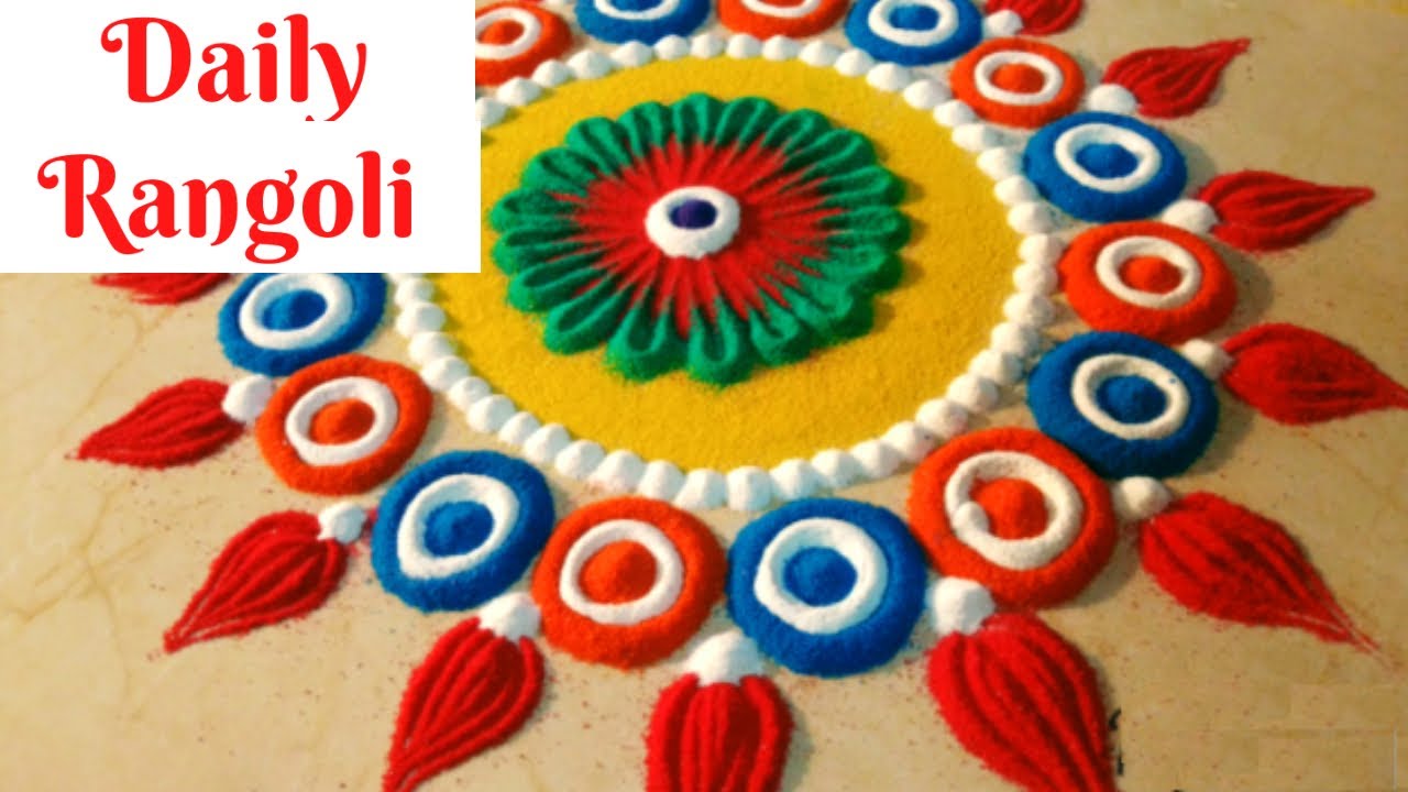 Simple Freehand Round Rangoli - Colourful Round Rangoli - Multicolour ...