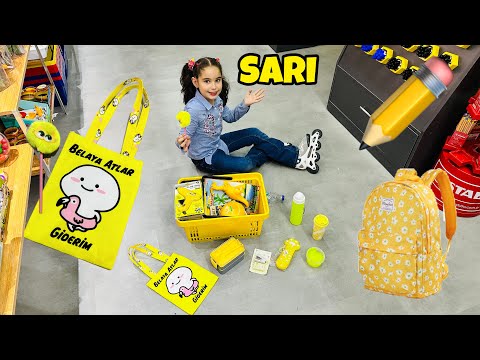 SARI RENK KIRTASİYE ALIŞVERİŞİ RENK CHALLENGE !! BAKIN SARI NELER BULDUK NELER ??