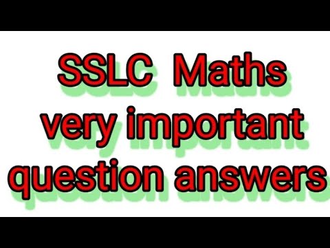 SSLC Maths very important question answers - YouTube