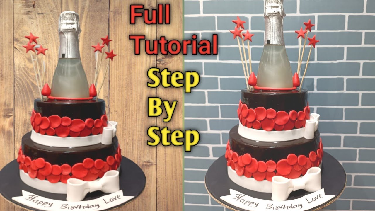 Champagne Whiskey Cake Decorating | Champagne Bottle Cake | Whiskey ...