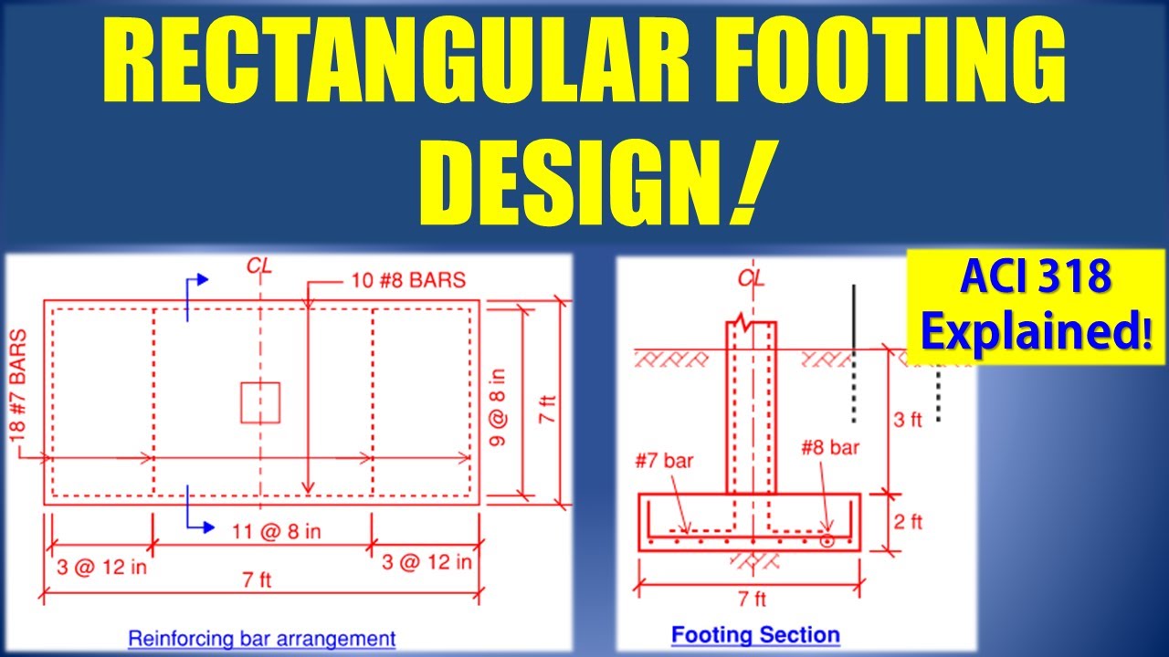 How to DESIGN RECTANGUAR FOOTING | ACI 318 Explained! - YouTube