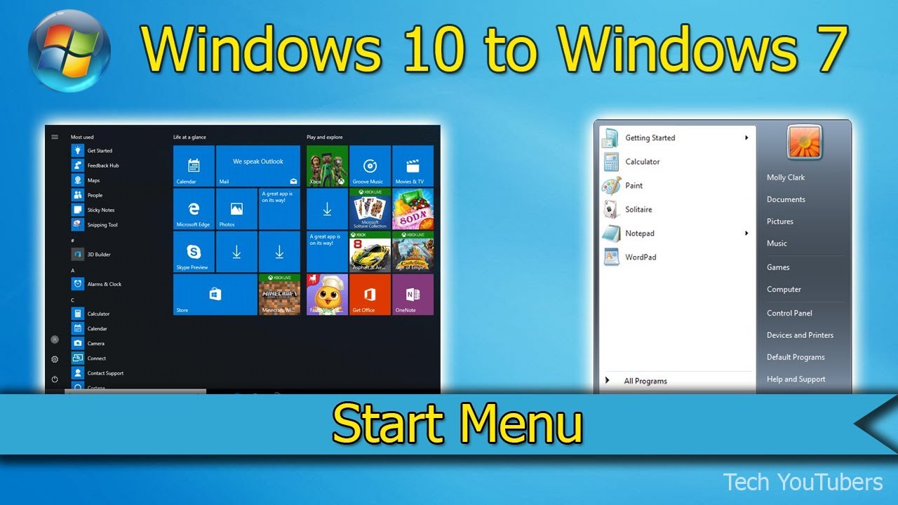 How to Change Windows 10's Start Menu to Windows 7 - YouTube