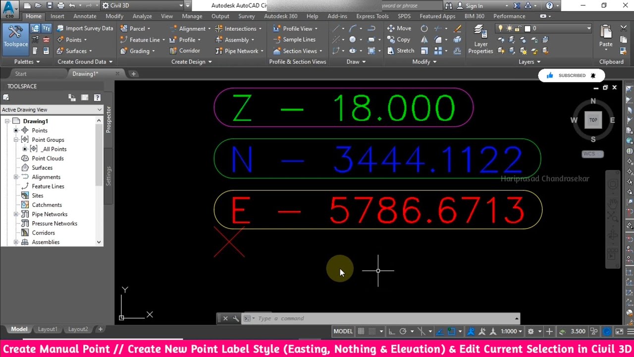 Create Manual Point // Create New Point Label Style (ENZ) & Edit ...