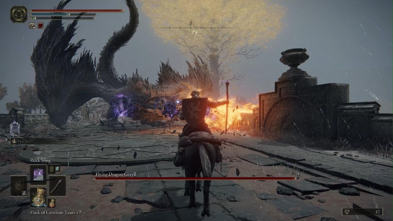 Elden Ring: Bonus Footage -- Flying Dragon Greyll Decimated By Rock ...