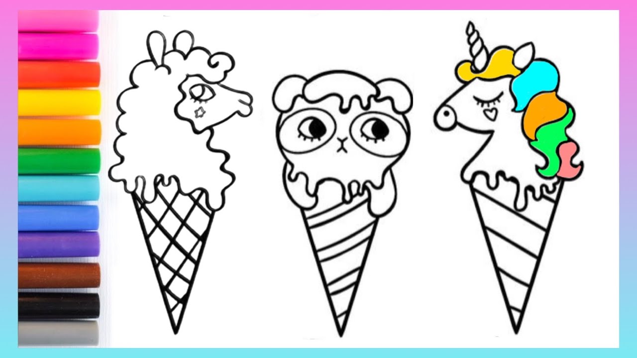 How to draw delicious ice cream|Drawing and coloring unicorn ice cream ...