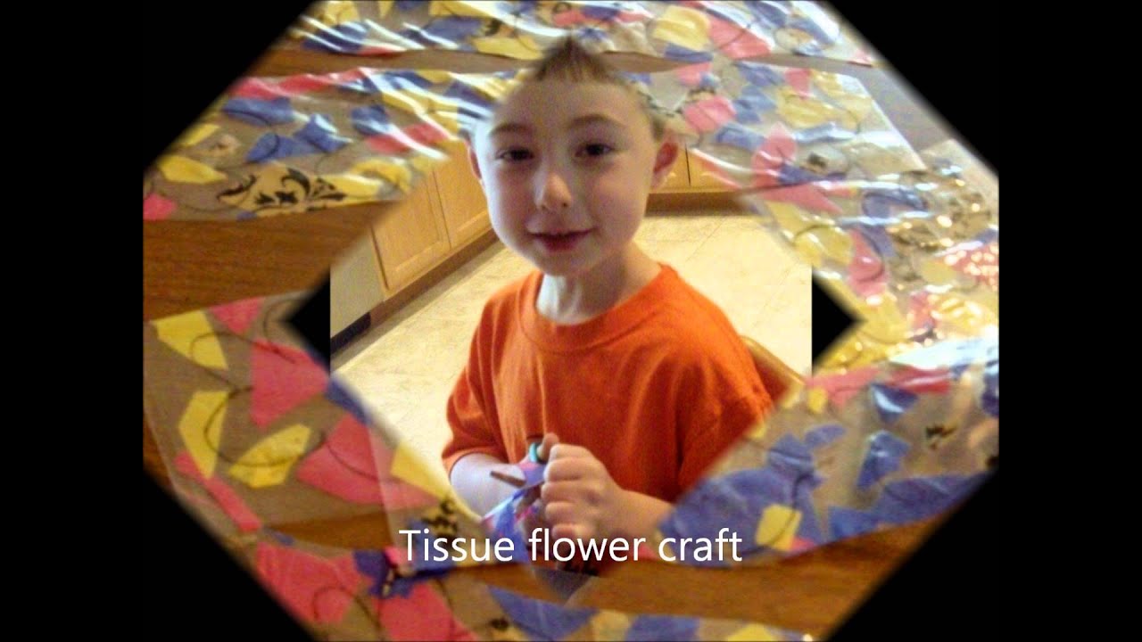 Kids Craft -How to make flowers from tissue paper + contact paper - YouTube