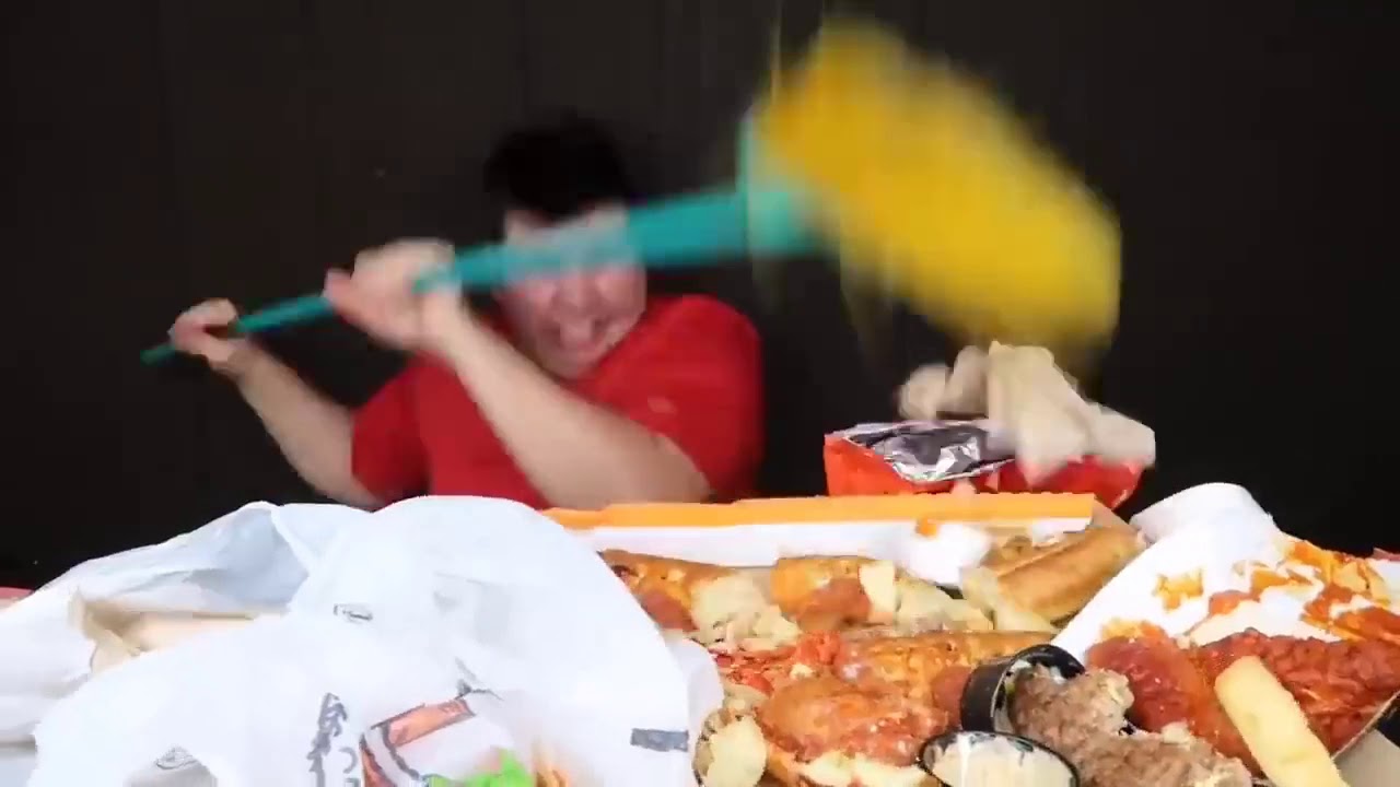 Nikocado Avocado whacks his food with a broom - YouTube