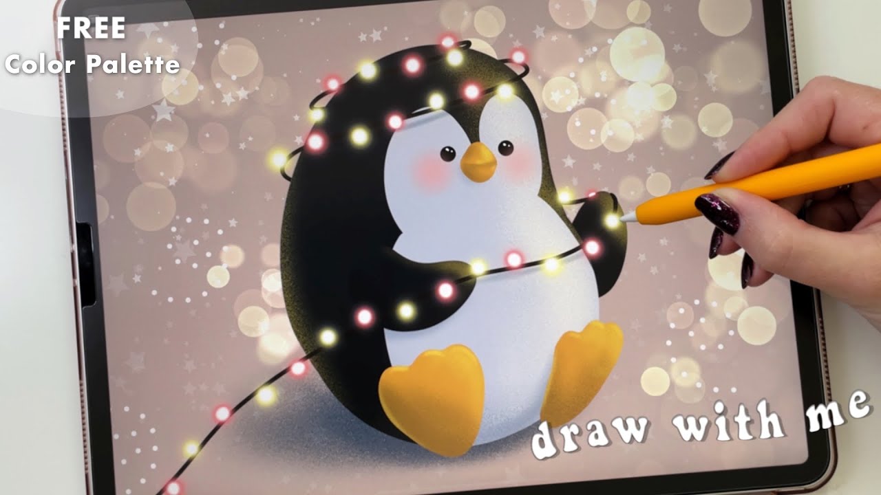 Draw with me | Digital Art Tutorial for Beginners | Cute Penguin iPad ...