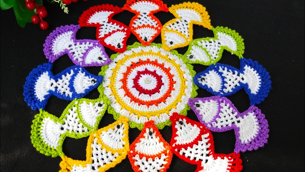 New Crochet Fish🐠 Tablemat Tablecloth Doilly Thalposh Tablecover - YouTube