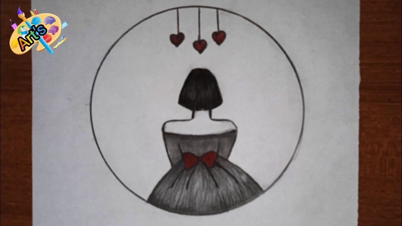 easy girl circle drawing||#Arts #drawing - YouTube