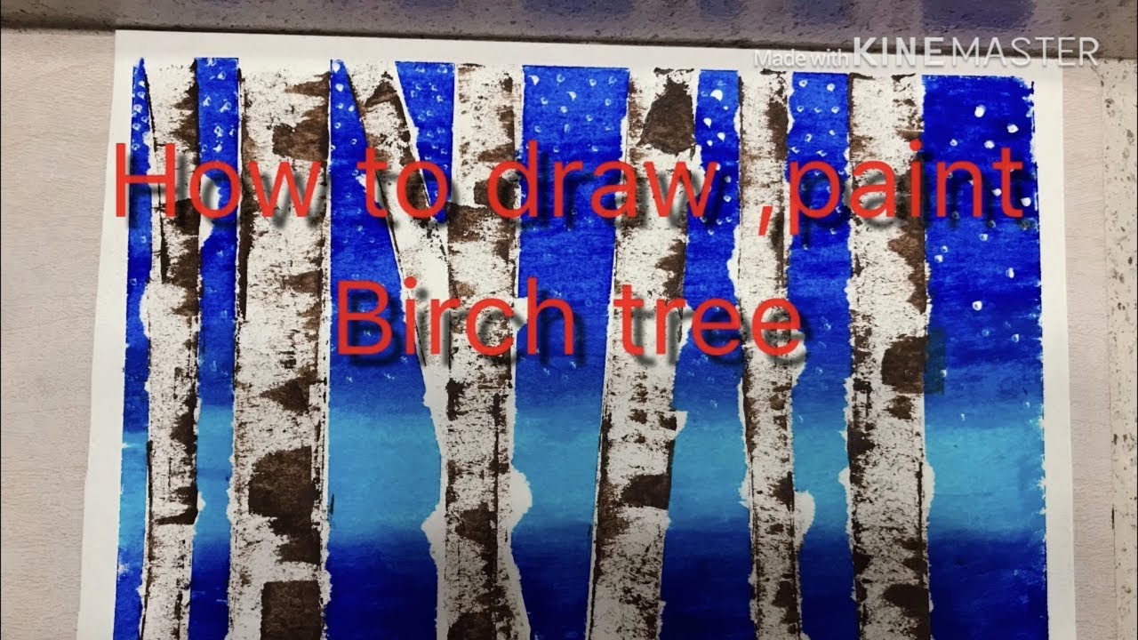 How to draw birch tree for kids// how to paint birch tree//oil pastel ...