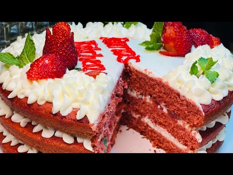 Торт Без Духовки!!! Красный Бархат с Клубникой. Red Velvet Cake! Duxovkasiz Tort Qizil Barxat.