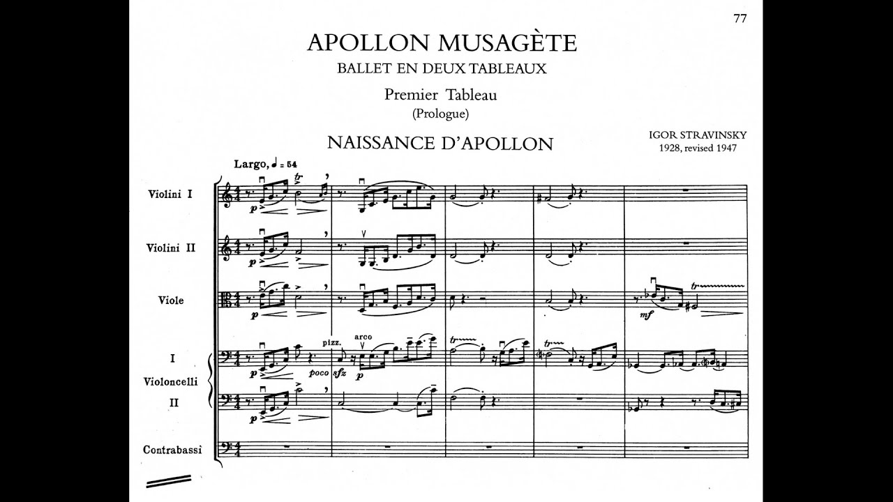 Igor Stravinsky - Apollon Musagète (Audio + Full Score) - YouTube