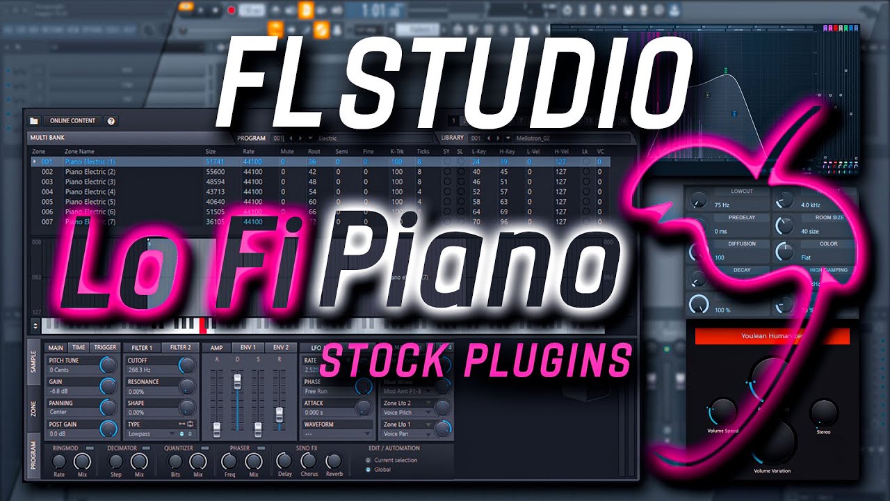 How to Make Piano Lo fi in FL Studio stock plugins - YouTube