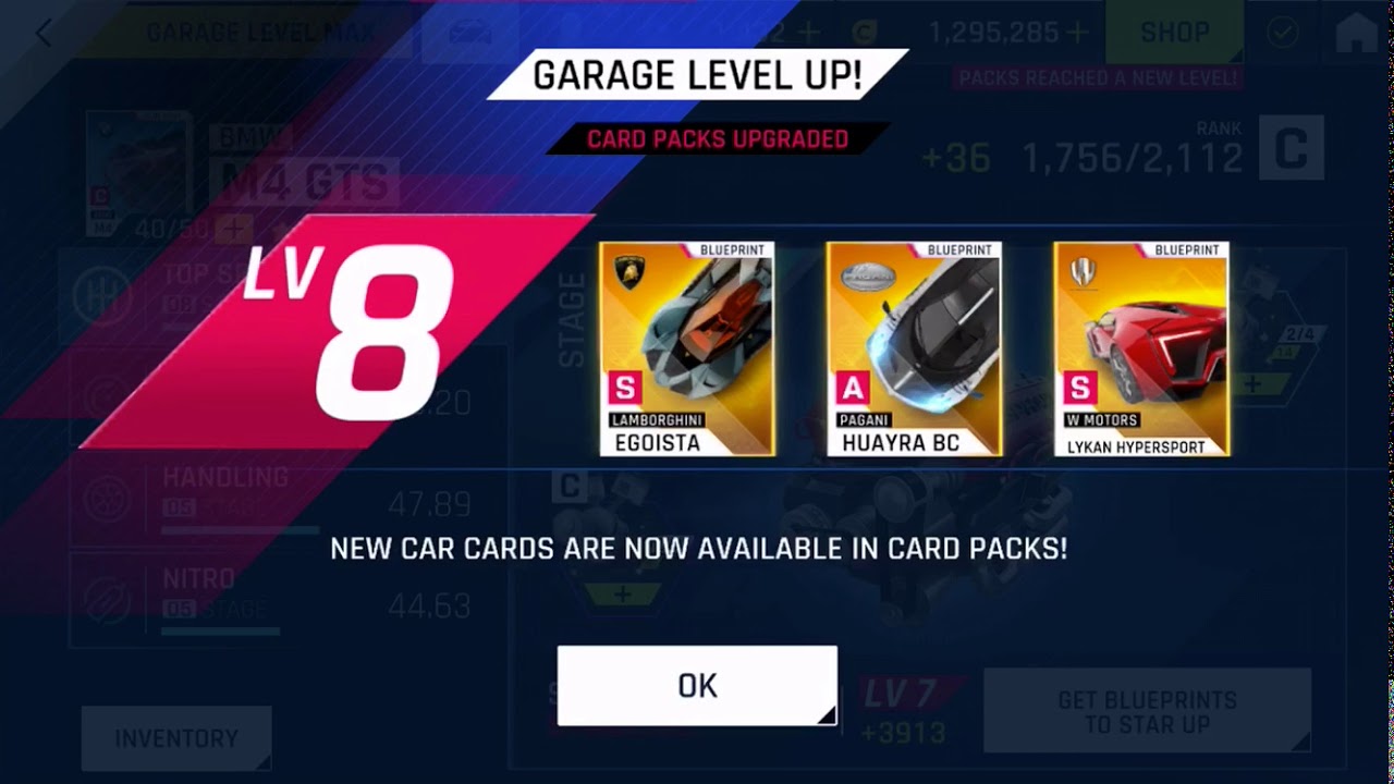 Asphalt 9, maxing to garage Level 8 while upgrading M4 GTS - YouTube