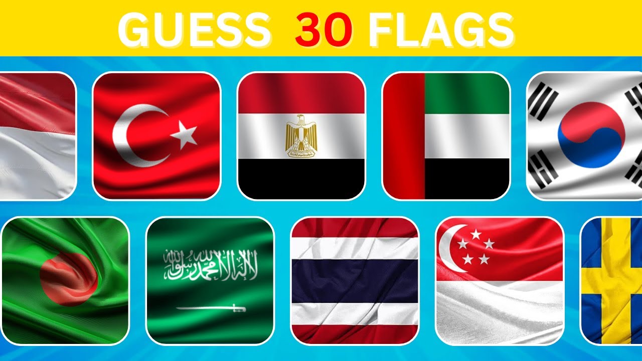 30 Famous Country Flags Challenge! Learn & Guess Fast | Quiz Bunnie ...