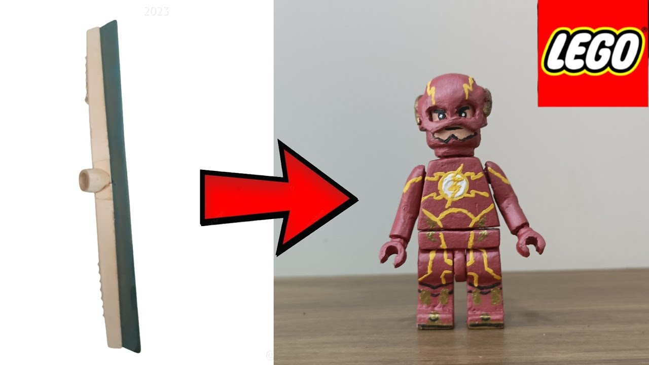 como fazer o boneco de lego Flash com reciclagem - YouTube