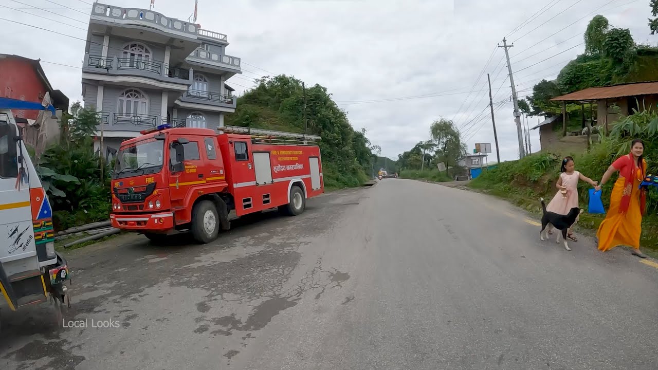 Riding in Nepali Mountain Exploring Fikkal Bazaar and Roadside Houses ...