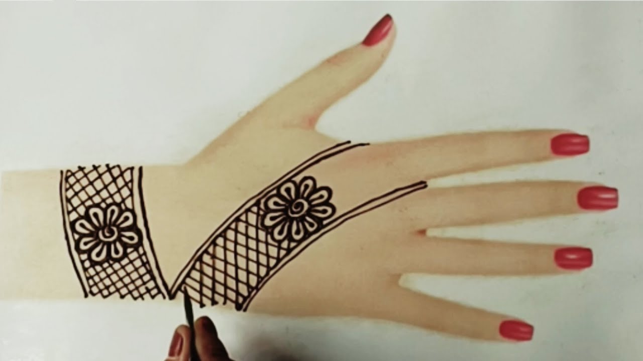 Latest net style mehndi design|| Simple back hand mehndi design|| Heena ...