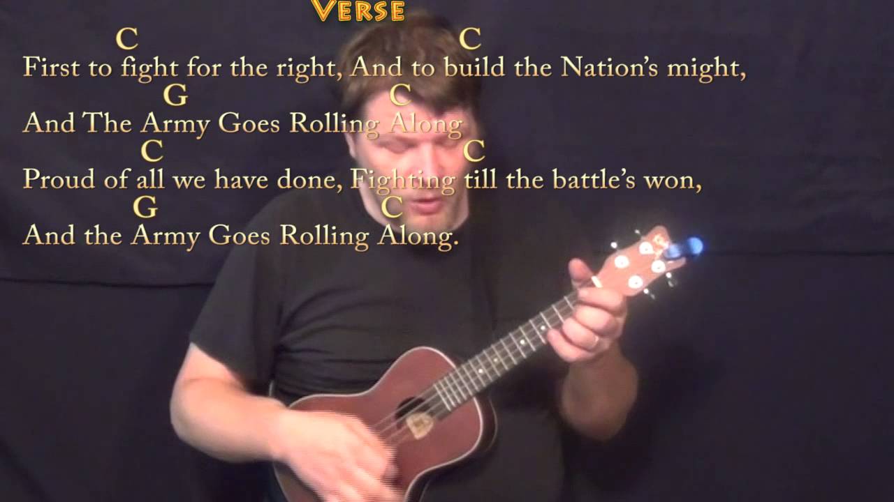 The Army Goes Rolling Along (Army Anthem) Ukulele Cover Lesson in C ...