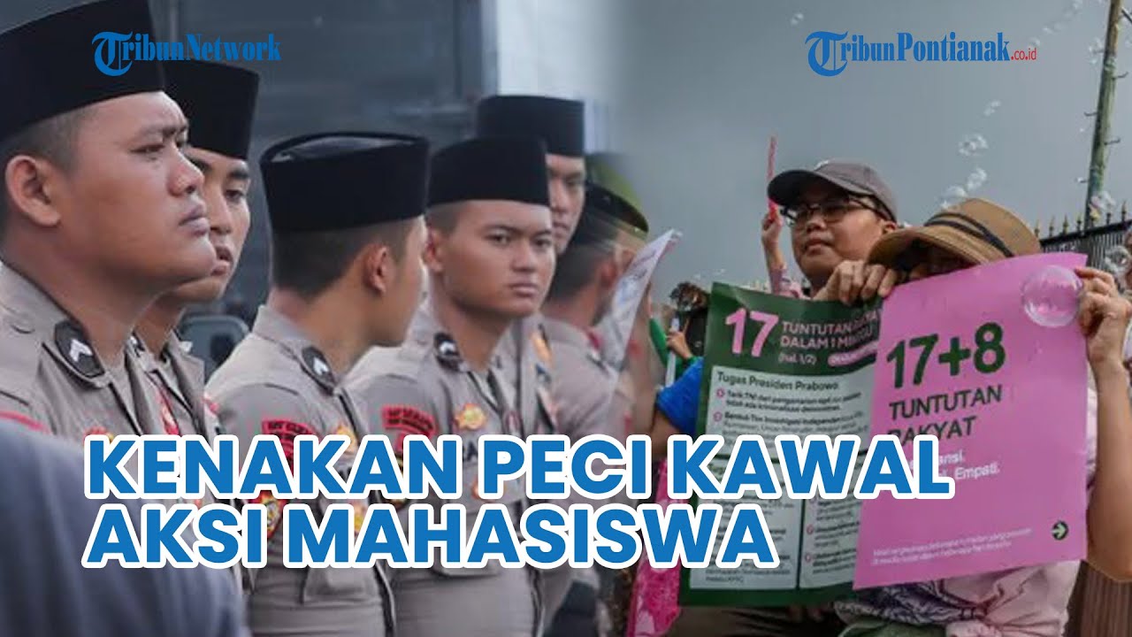 Polisi Kompak Kenakan Peci Kawal Aksi Mahasiswa di Depan Gedung DPR RI ...
