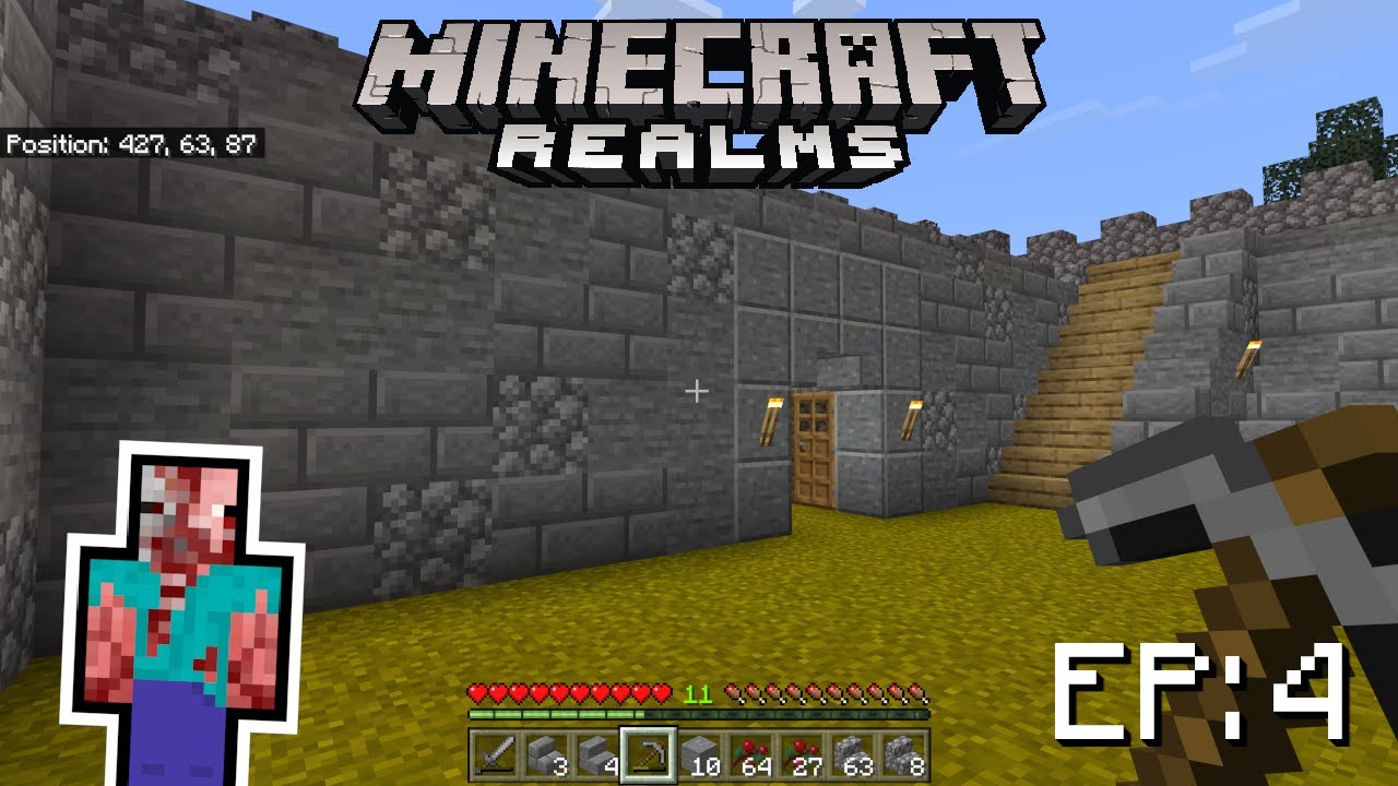 Let's Play Minecraft Realms #4 - Base Improvement - YouTube