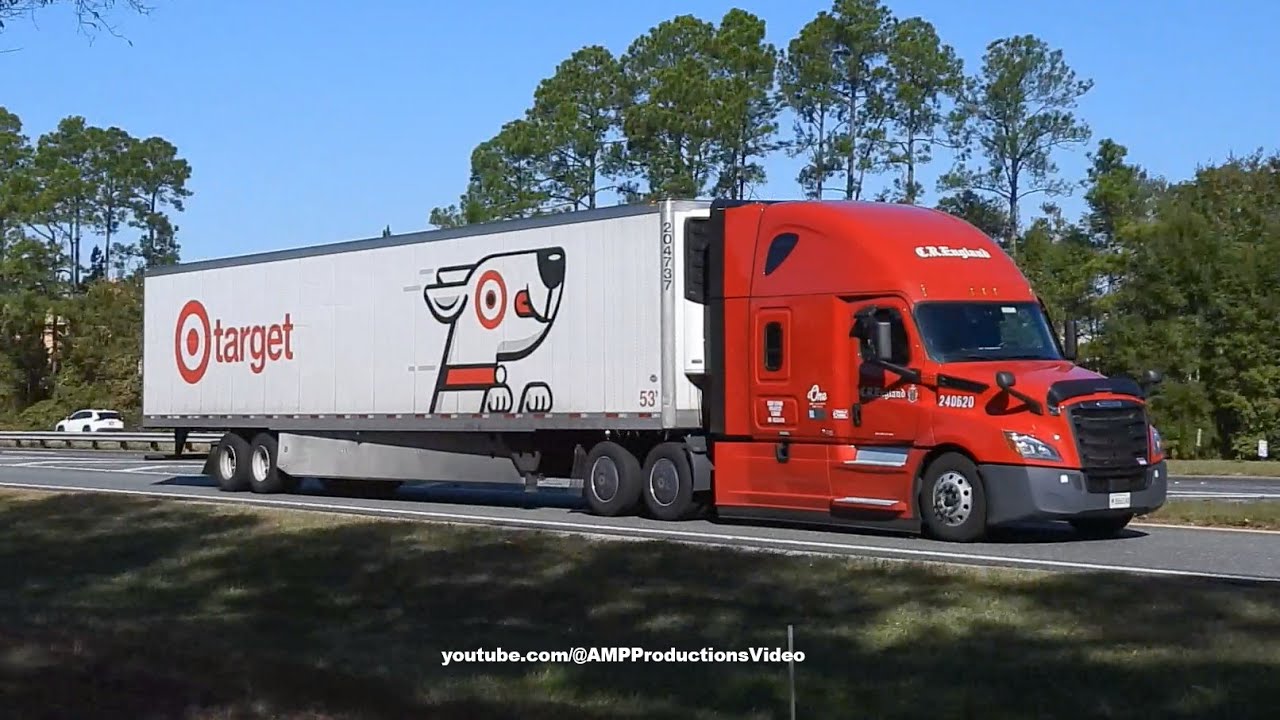 Big Red Target Truck C.R. England Passing By | Truckspotting 122325 ...