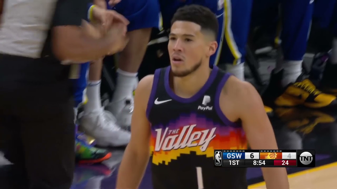 Devin Booker SHAKES Steph Curry and Knocks Down the Step Back Jumper ...