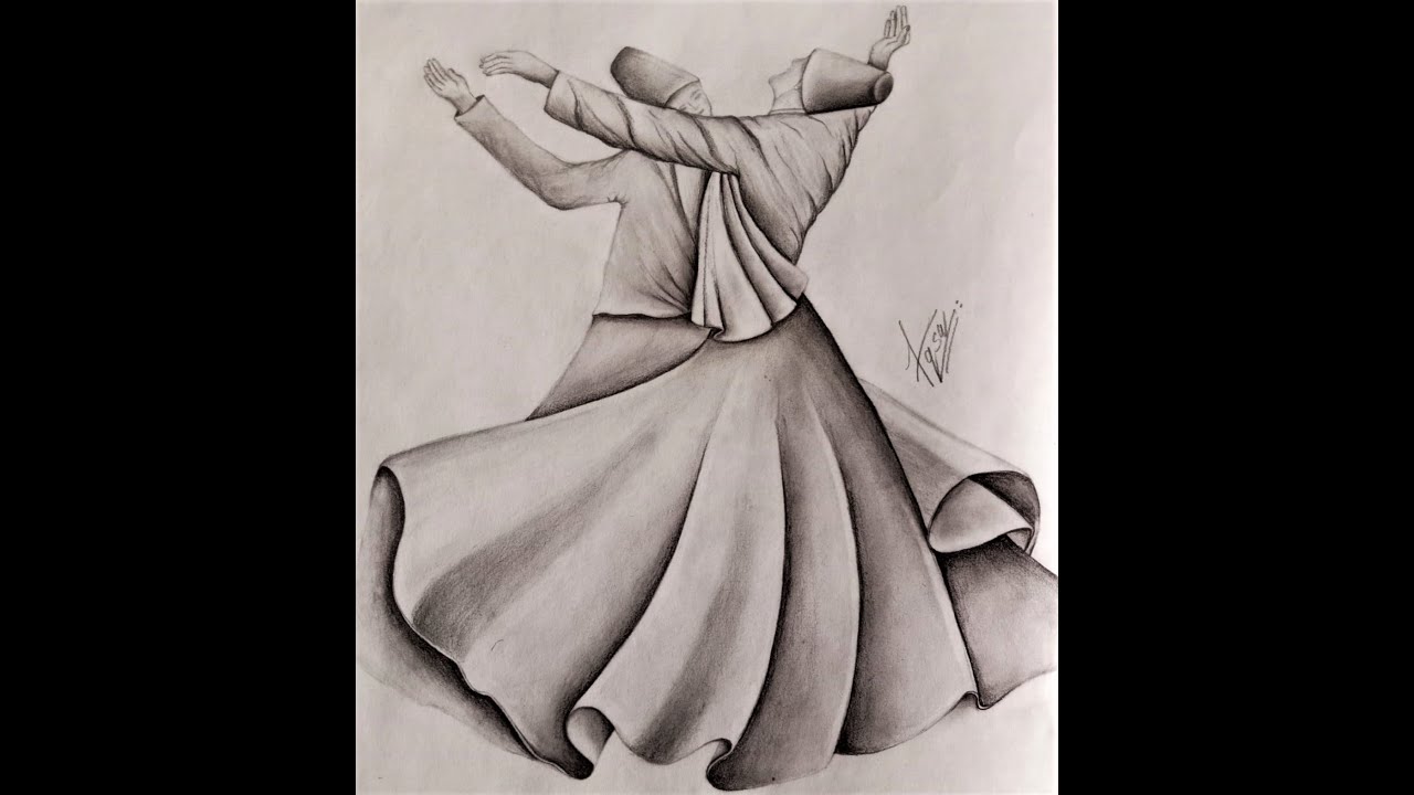 Sufi ruqs, Sufi dance sketch || rich art - YouTube