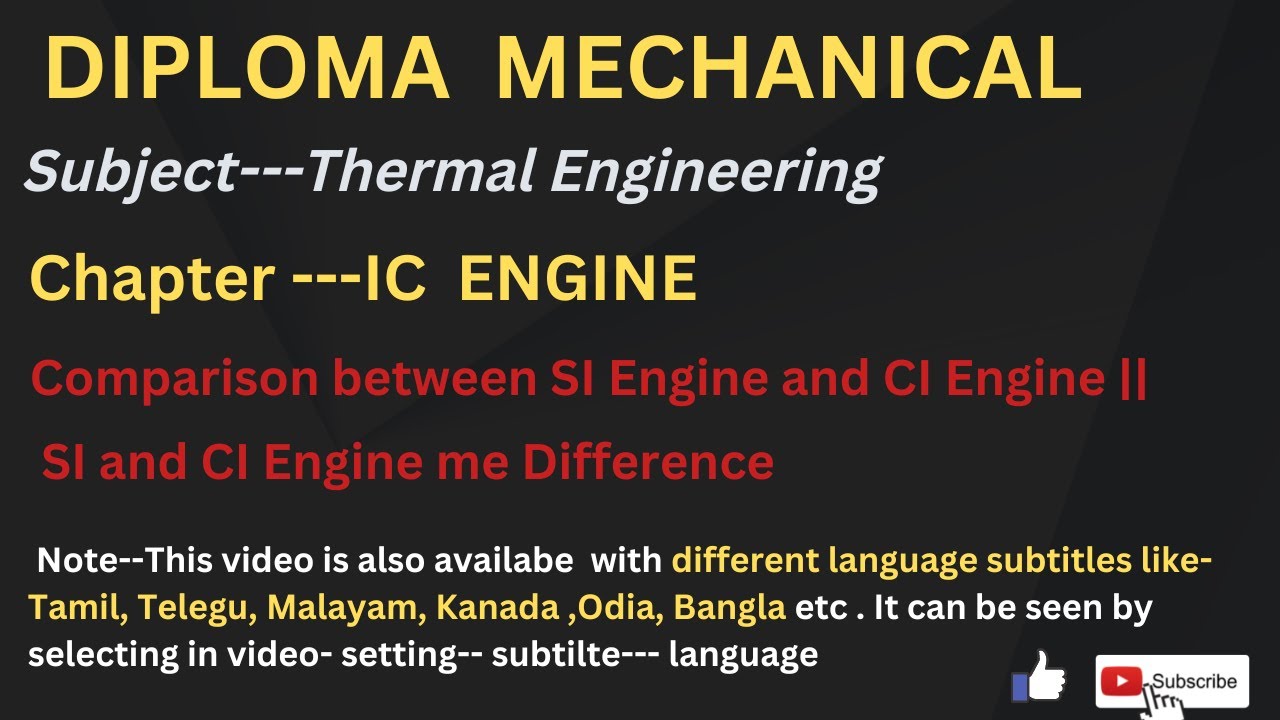 Comparison between SI Engine and CI Engine || SI And CI Engine me ...