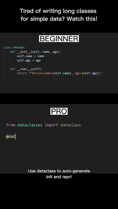 Say Goodbye👋to Boilerplate Code With Python Dataclass Programming Coding Shorts Trending