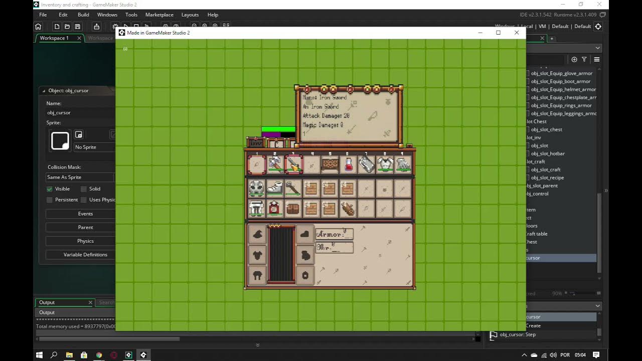 GameMaker Studio 2: Inventory System and "Crafting like minecraft" - YouTube