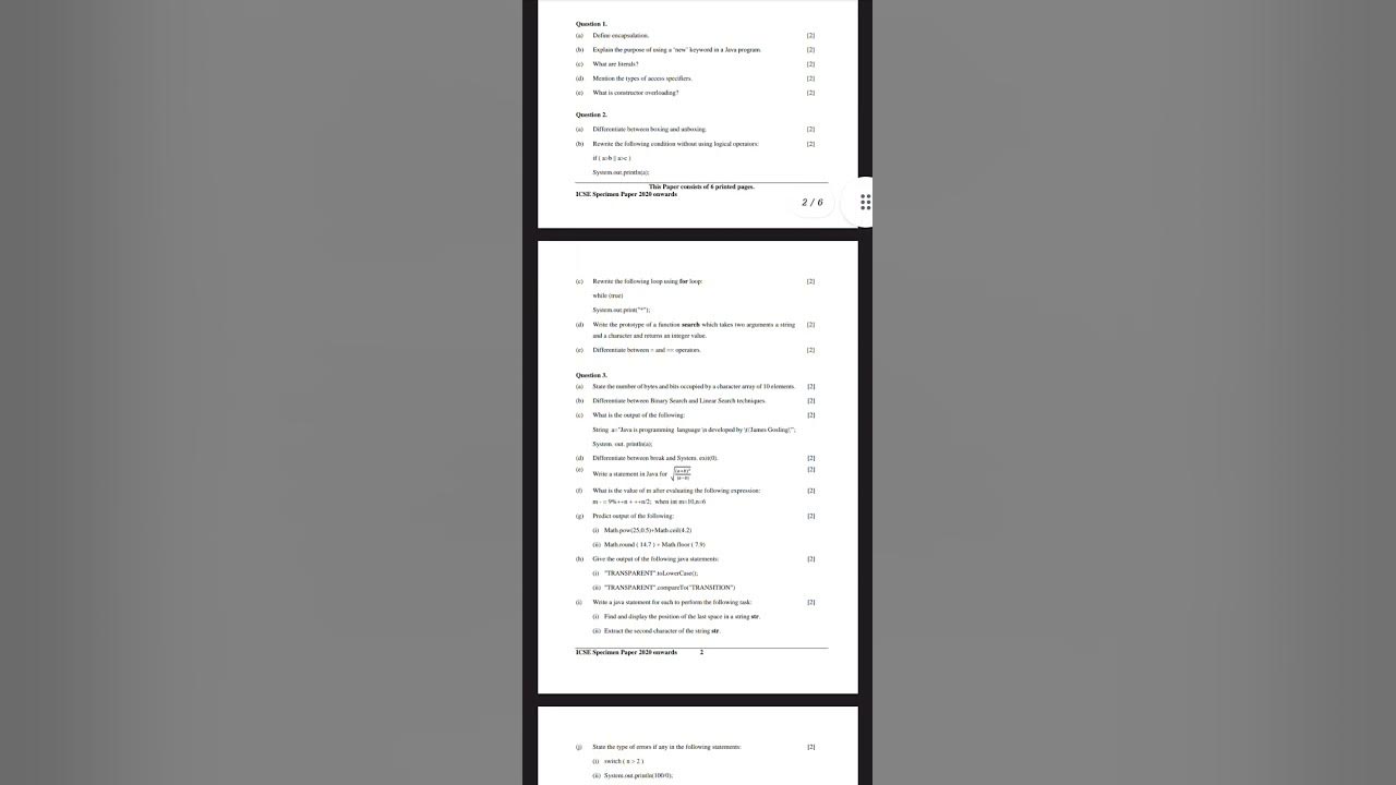 ICSE CLASS 10TH COMPUTER APPLICATION QUESTION PAPER 2020 - YouTube