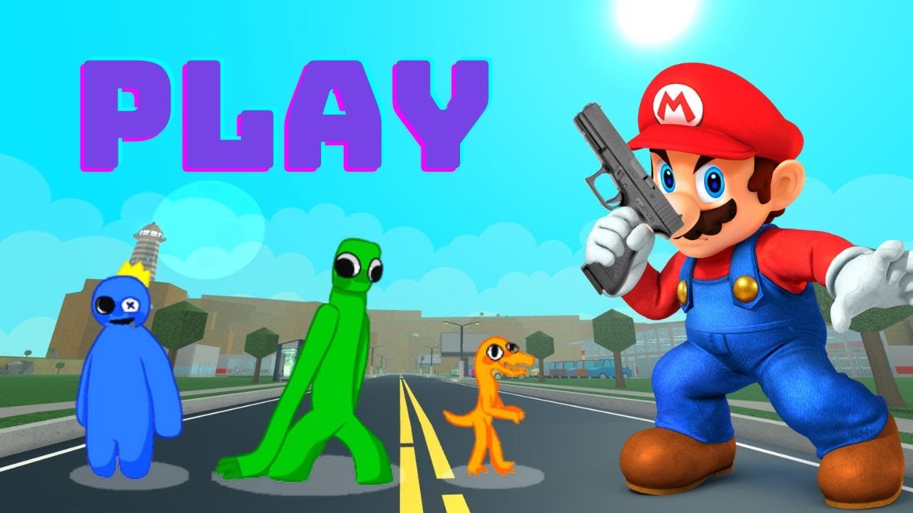 Rainbow Friends Real Life Giant Blue Monster vs Super Mario Ep1 Roblox ...