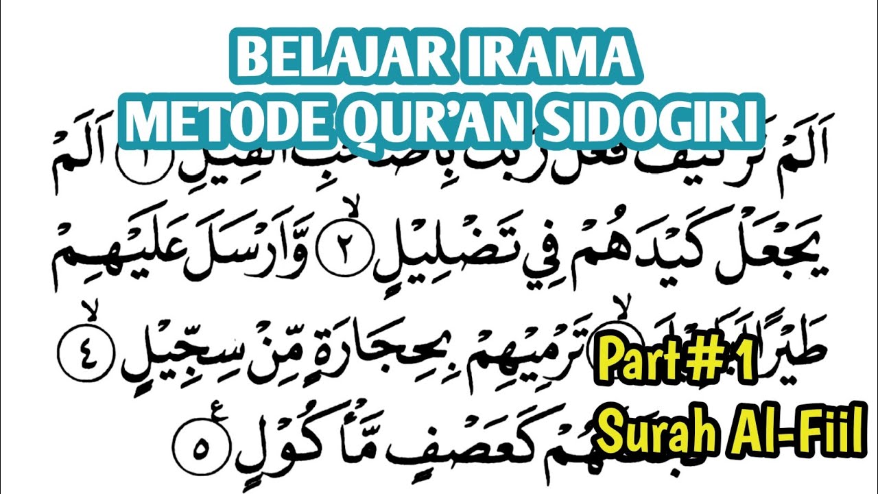 BELAJAR IRAMA METODE QUR'ANI SIDOGIRI PEMULA PART#1 SURAH AL-FIIL ...