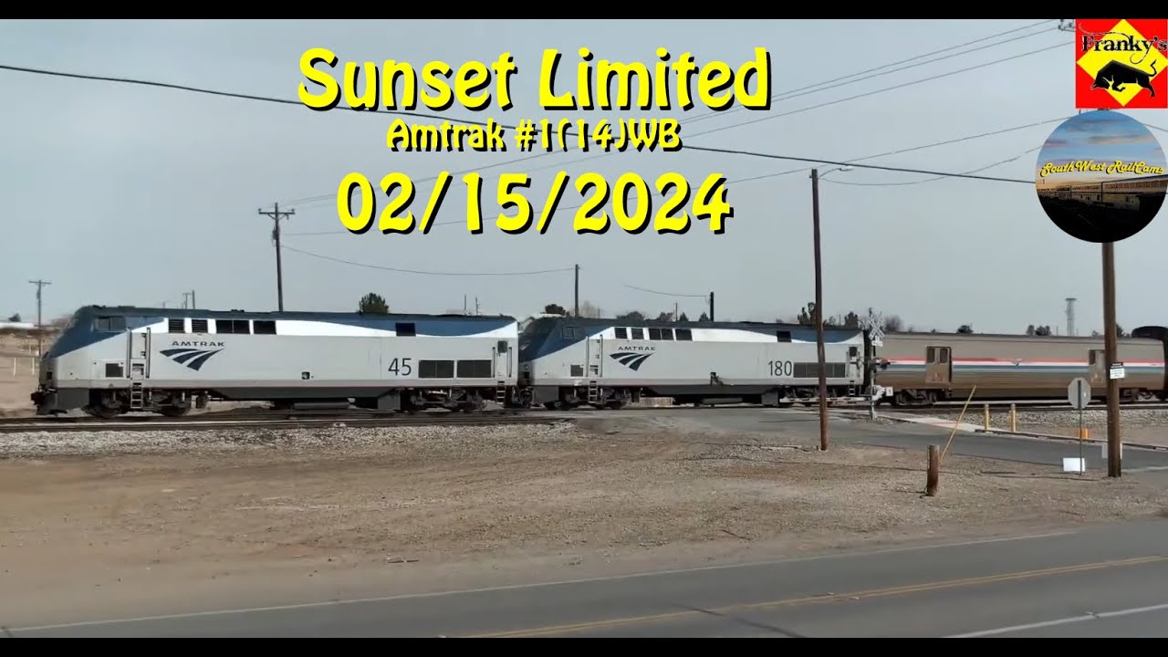 Amtrak #1 (14) Sunset Limited (45-180 x 8) - 02/15/2024 - YouTube