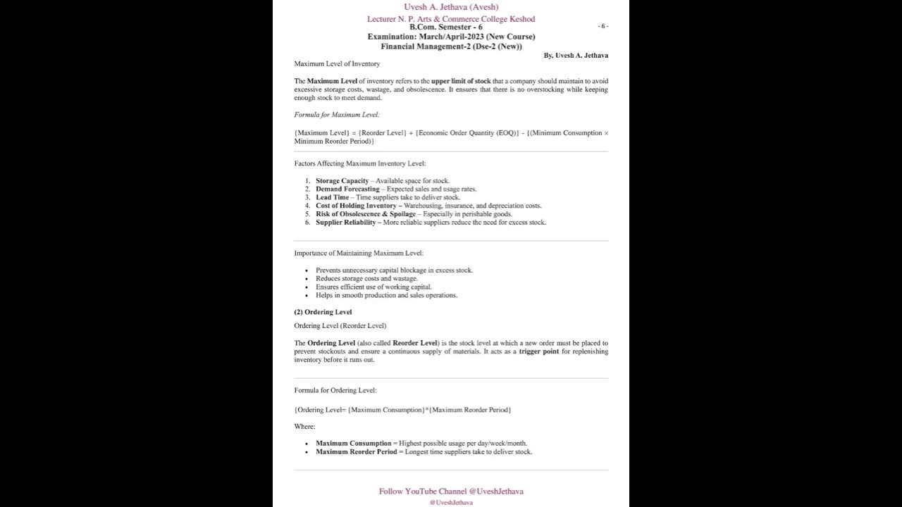 #bknmu B.Com Sem-6 Financial Management -2 Exam March/April-2023 Paper Solution #bcom6 - YouTube