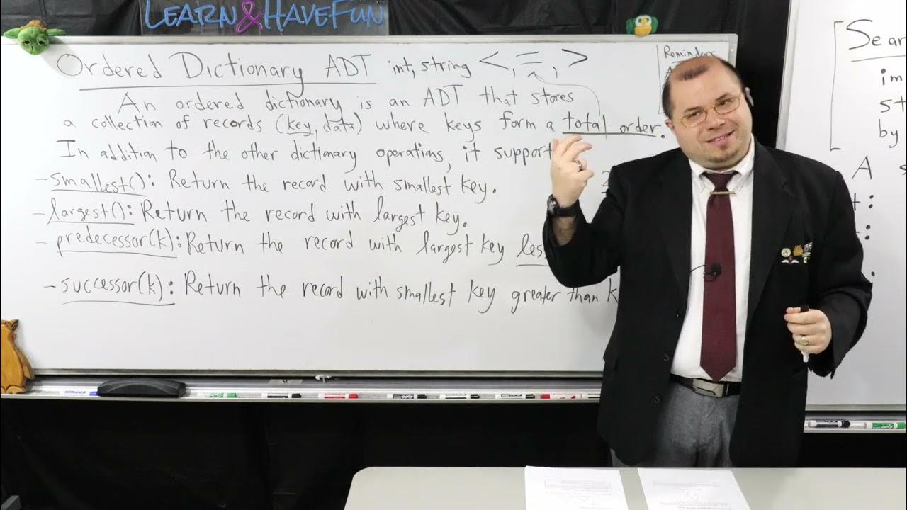 CS210 Lecture 19 (Ordered Dictionaries, Binary Trees, Binary Search Trees, Traversals, smallest ...