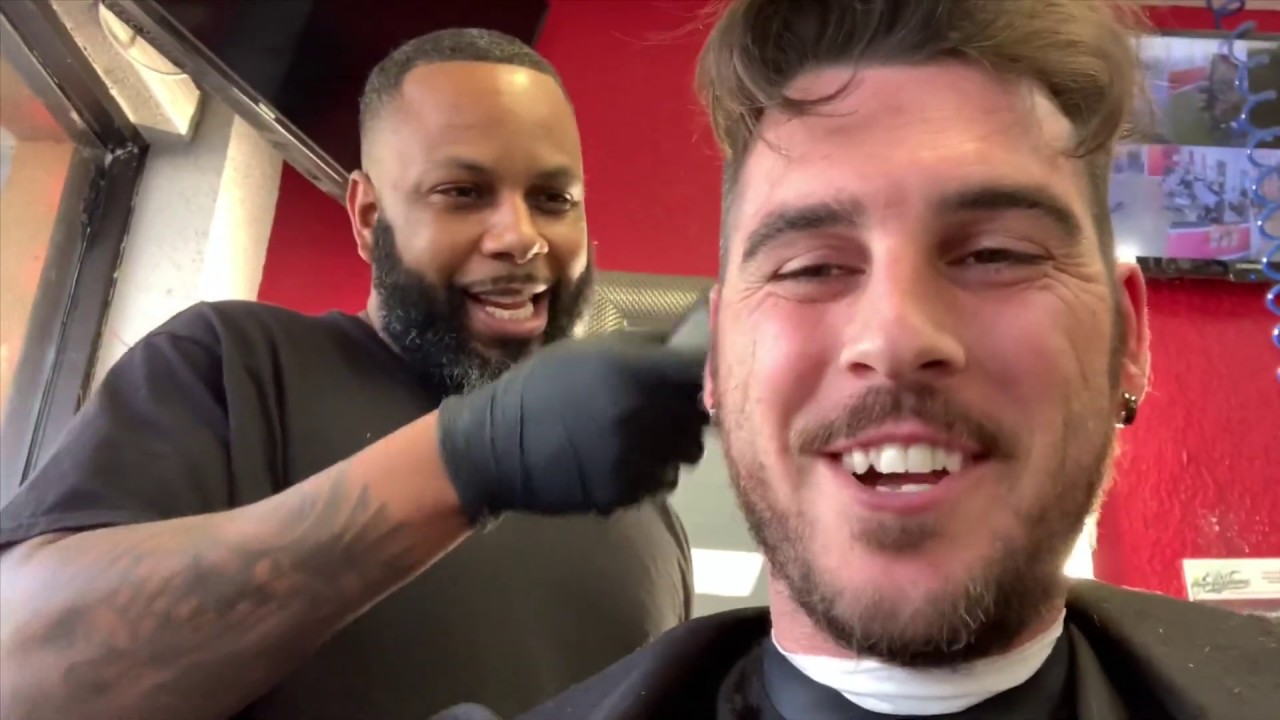Baby Drew went with Dad to the barber shop !!! - YouTube