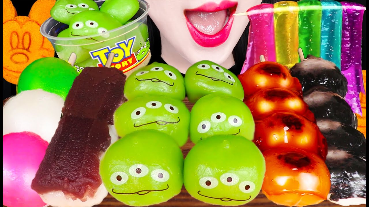 ASMR TOY STORY ALIEN MOCHI TTEOK 토이스토리 당고 MUKBANG 먹방 - YouTube
