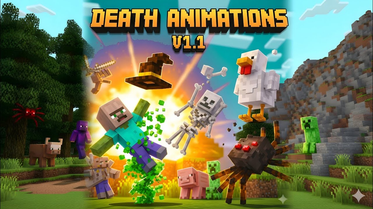 Minecraft Bedrock Death Animations V1.1 Addon | Realistic MCPE Addon ...