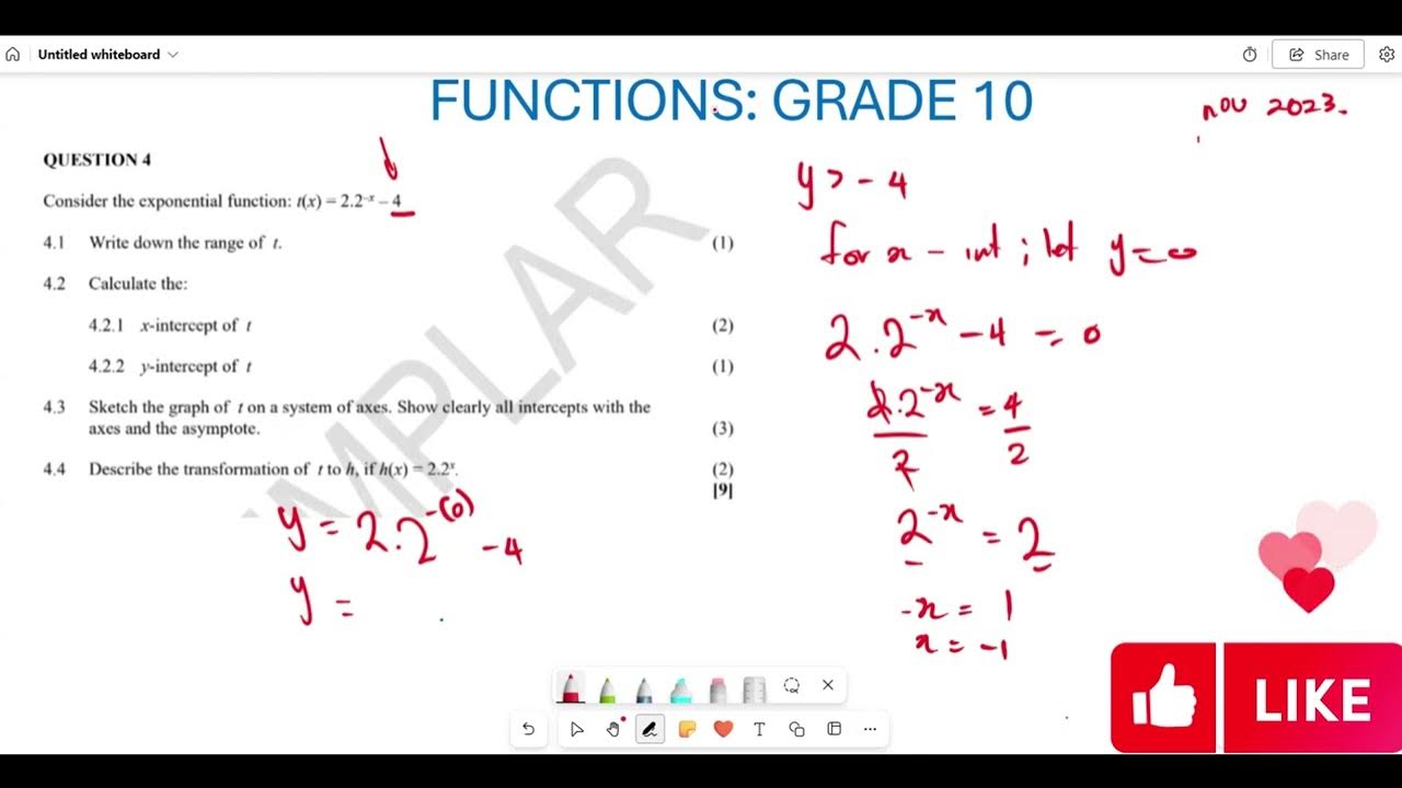 FUNCTION GRADE 10| PAST EXAM QUESTION | EXPONENTIAL FUNCTION| NOV 2023 - YouTube