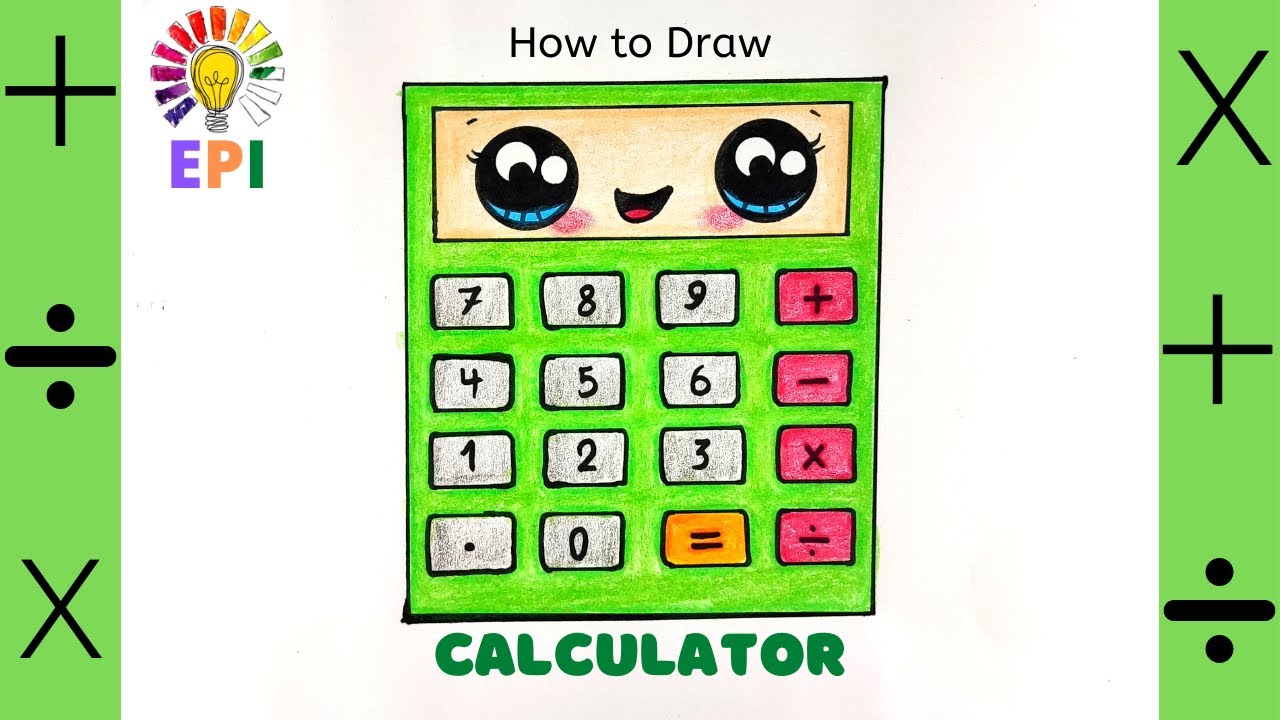 HOW TO DRAW A CUTE CALCULATOR - EASY PAINTING IDEA - YouTube