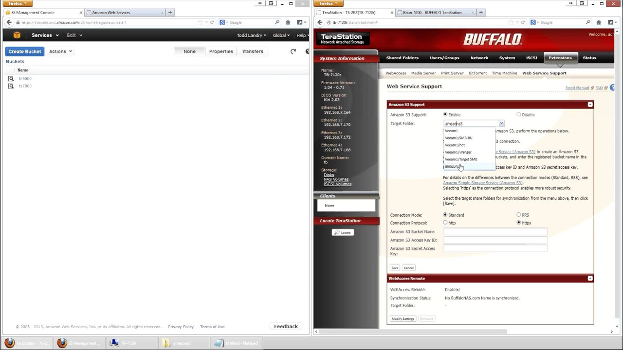 Buffalo Terastation Amazon S3 Configuration - YouTube