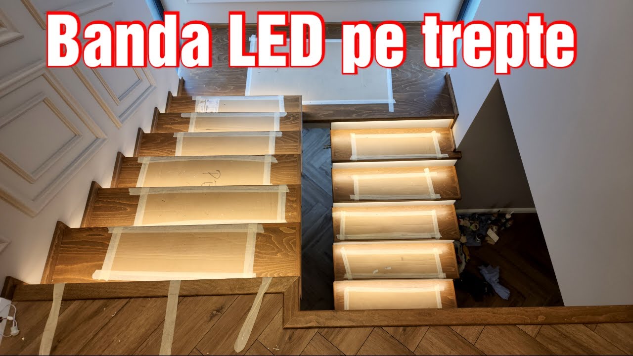 Montare banda LED pe trepte la scara - YouTube