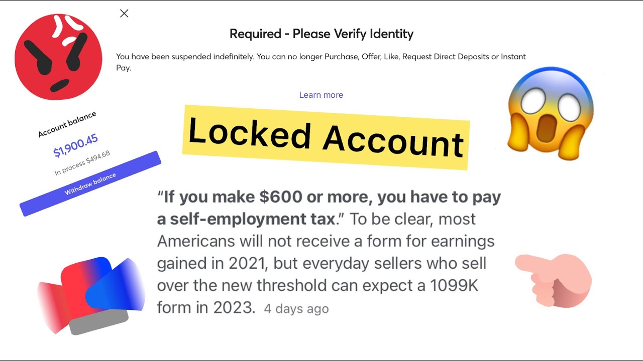 Mercari Seller Account Frozen For 1099K Identity Verification! - YouTube