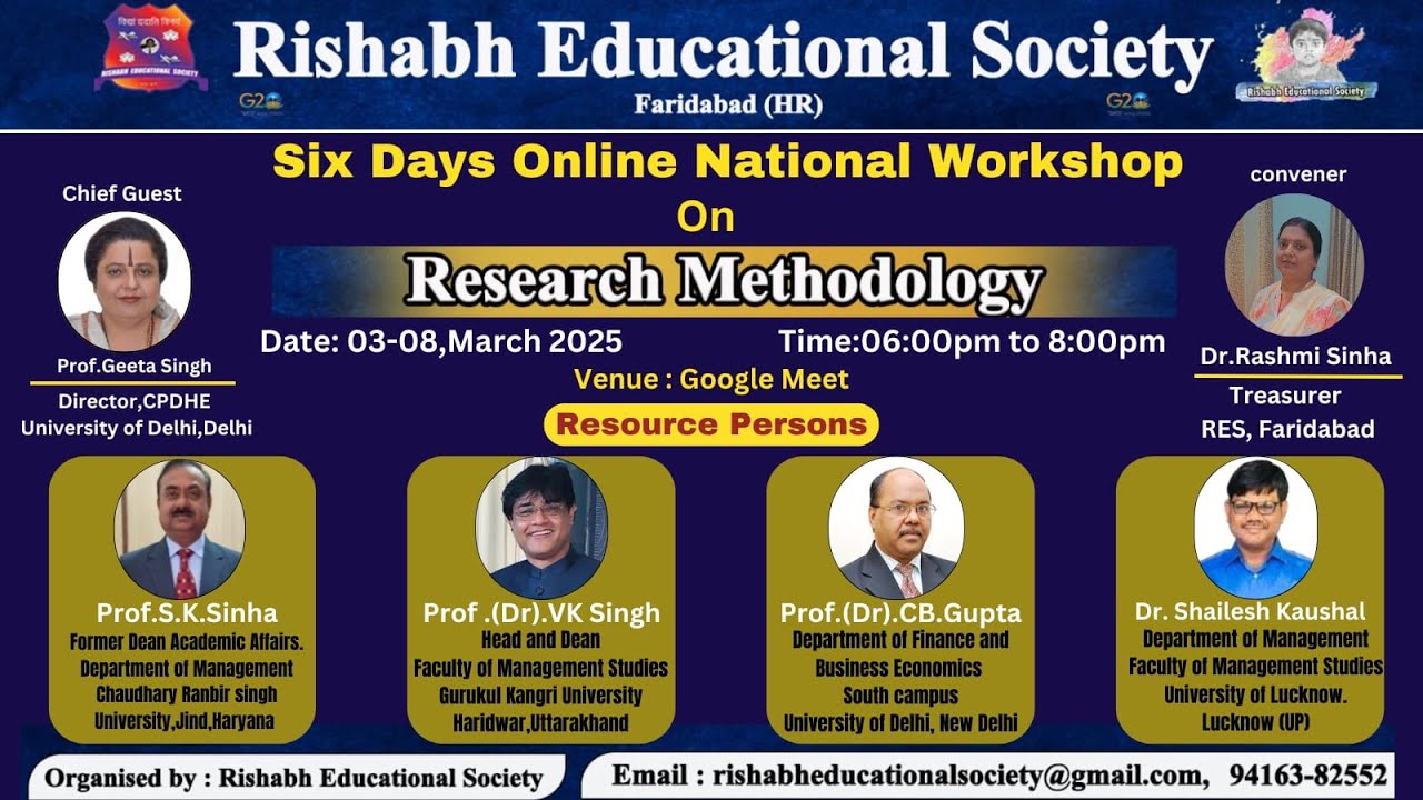 Six Days National Workshop on Research Methodology - YouTube
