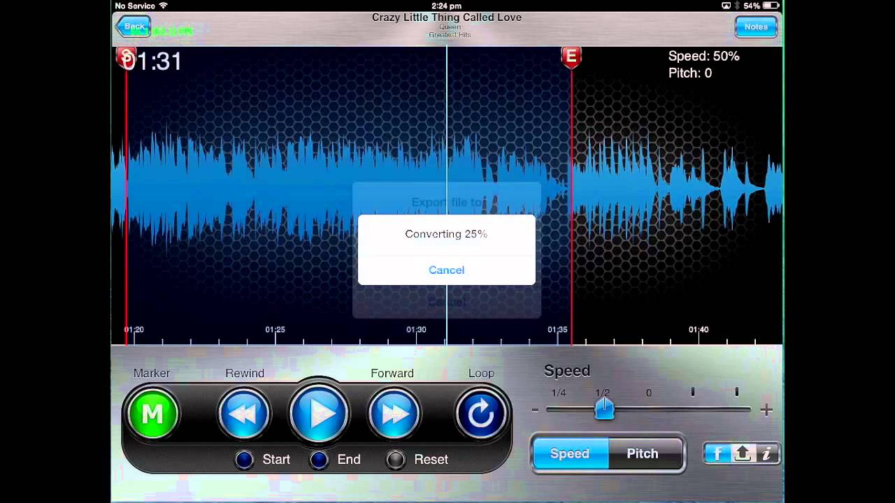 Riffmaster Pro exporting audio on ipad and iphone - YouTube