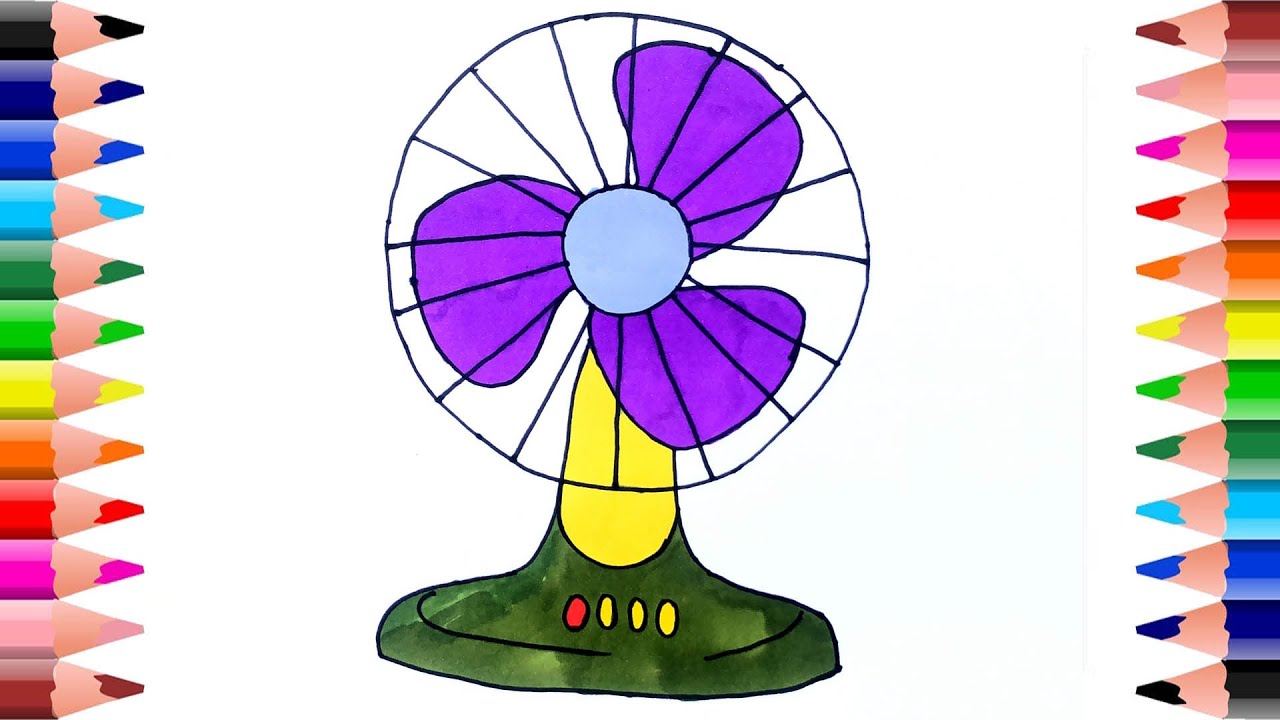Fan drawing – fan coloring for kids - How to draw and color fan - YouTube